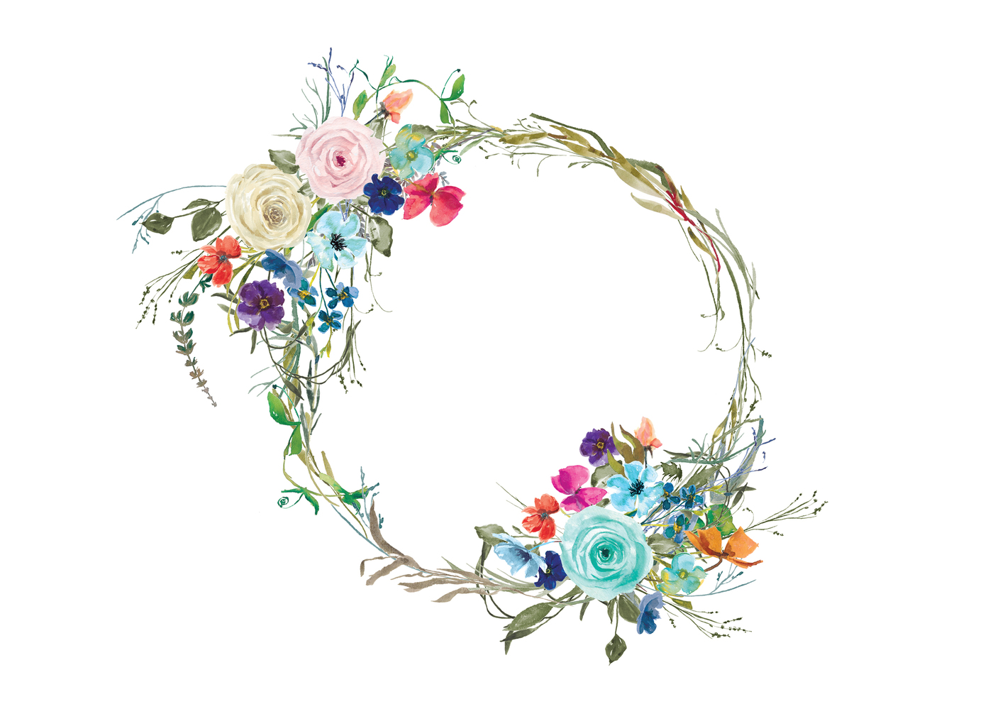 Flower Wreath Watercolor at GetDrawings | Free download