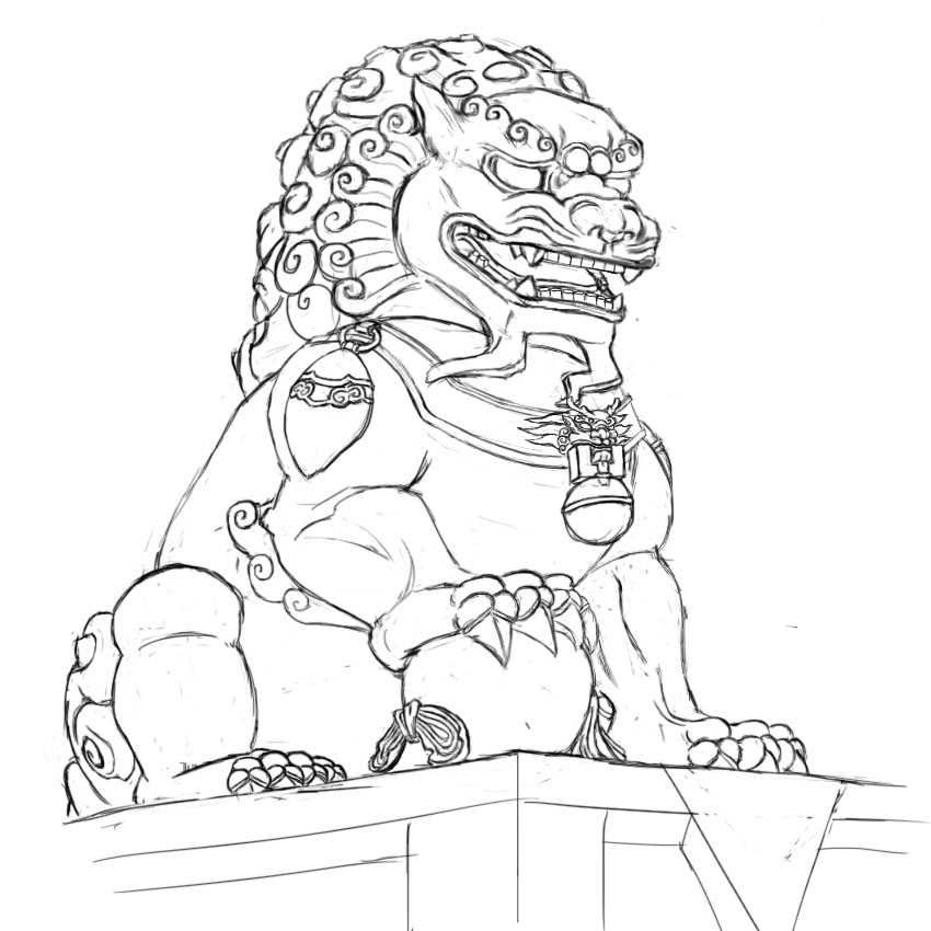 Foo Dog Drawing at GetDrawings | Free download