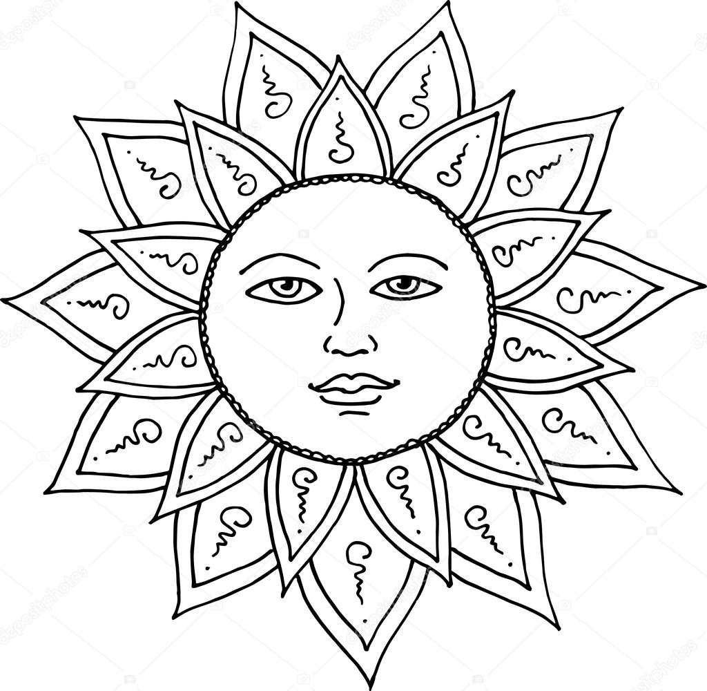 Sun Face Drawing at GetDrawings | Free download